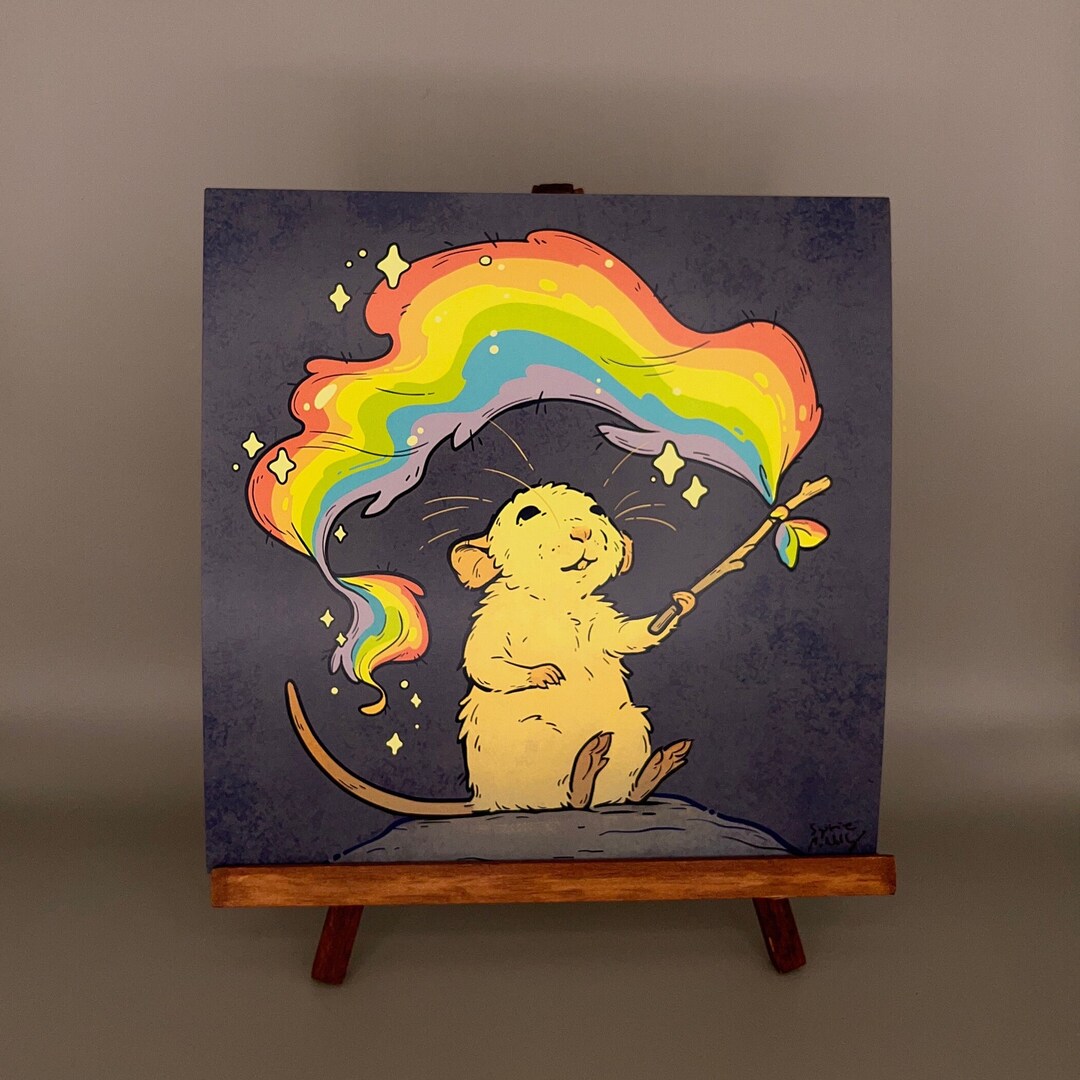 Rainbow Pride Rat- Art Print 8x8 - Etsy