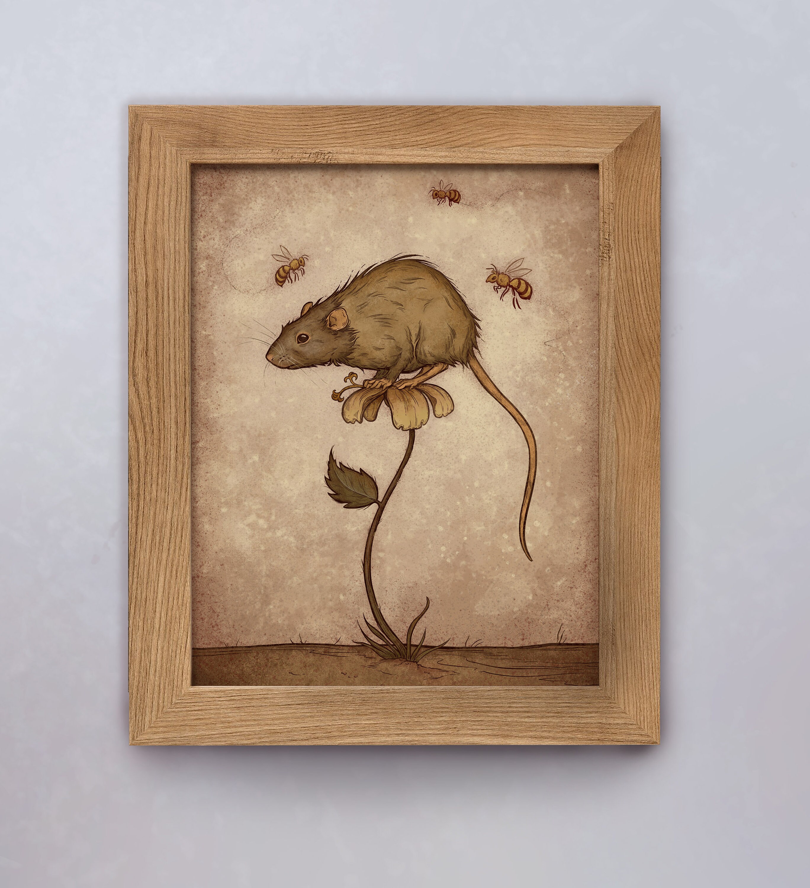 Rat Art Print Rat on a Flower | Etsy