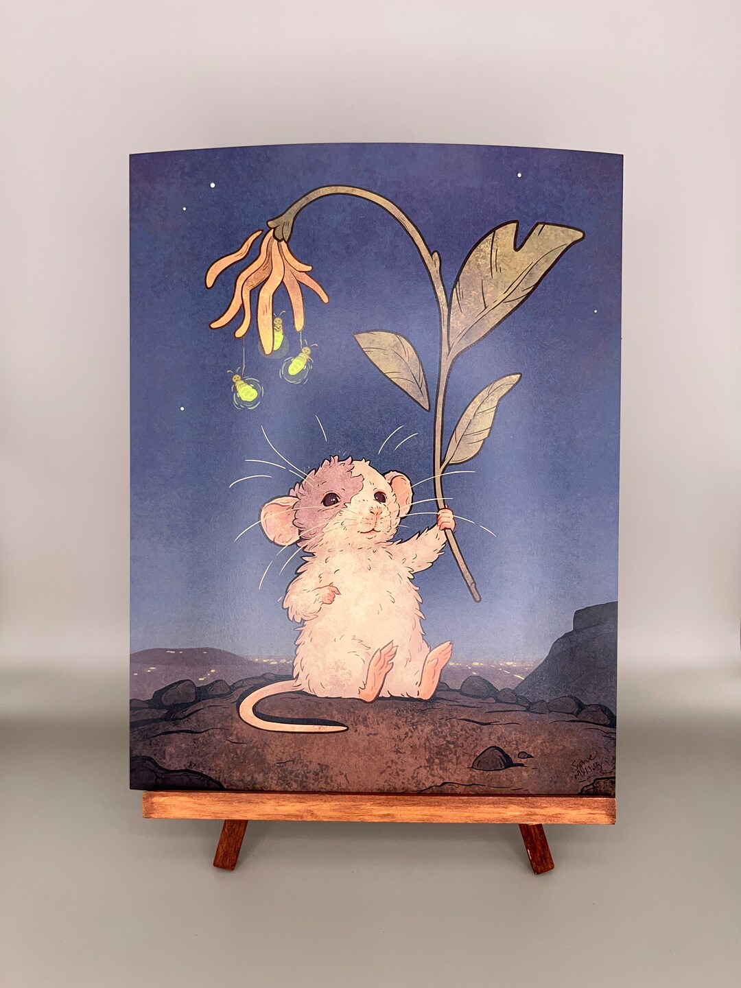 Nighttime Baby Rat- Whimsical Art Print - Etsy