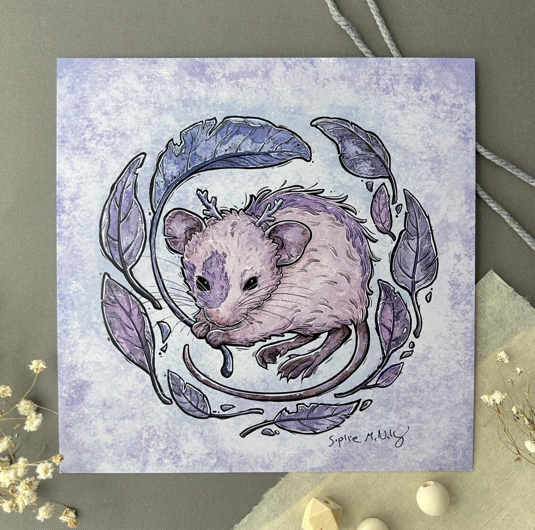Whimsical Deer Rat Art Print: Wall Decor Illustration (8x8) - Etsy