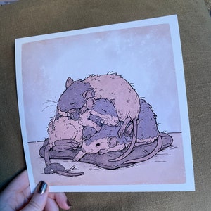 Rat Cuddle Art Print 8”x8” - Etsy