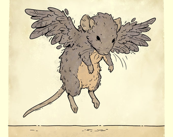 Winged Rat Art Print 8x8 - Etsy