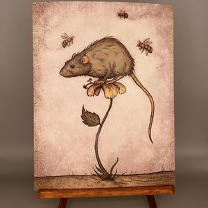 Rat Art Print - Rat on a Flower - Etsy