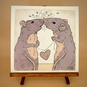 Kissing Rats Art Print 8”x8” - Etsy