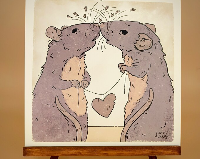 Kissing Rats Art Print 8x8 - Etsy