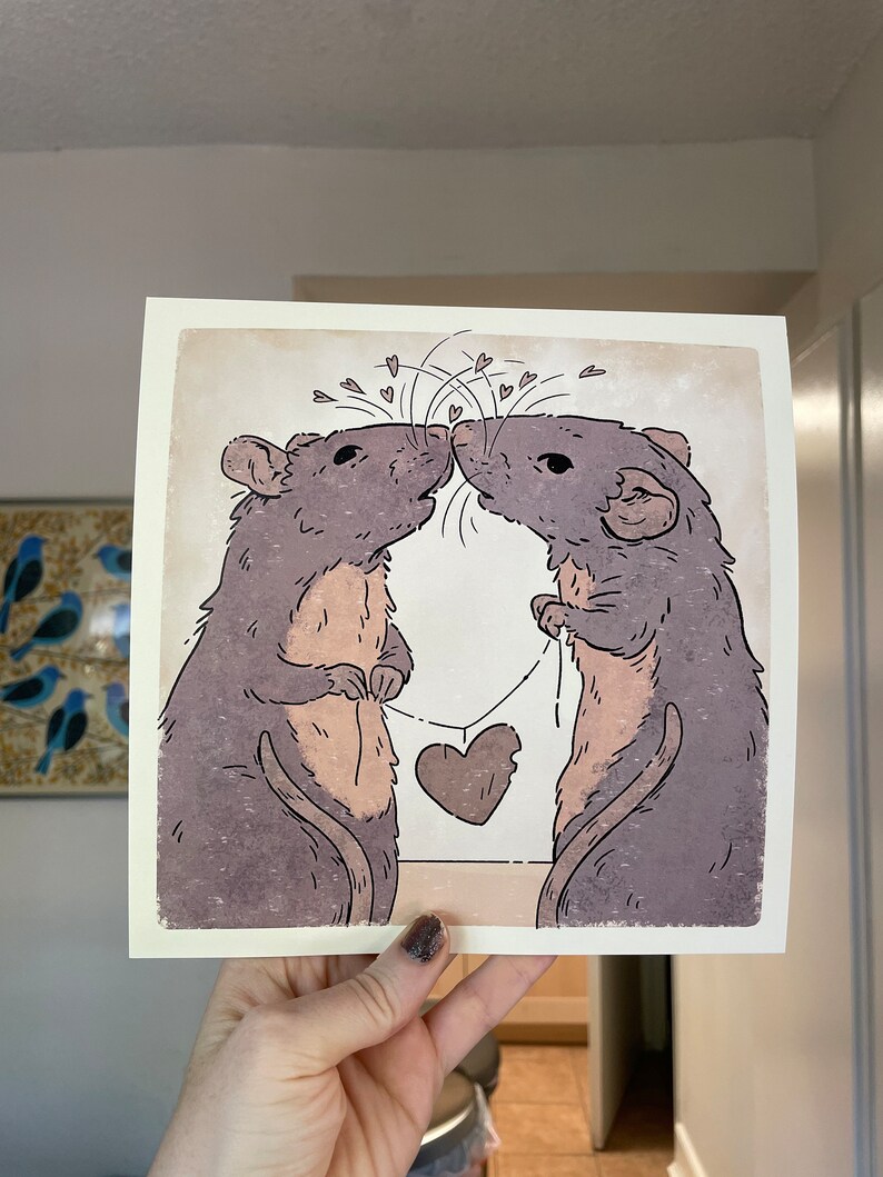 Kissing Rats Art Print 8x8 - Etsy