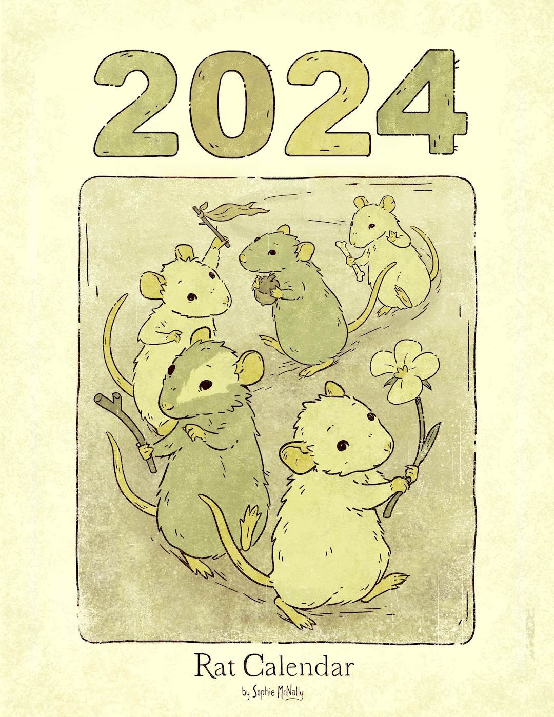 Descarga digital Calendario rata 2024 Imprimible - Etsy España