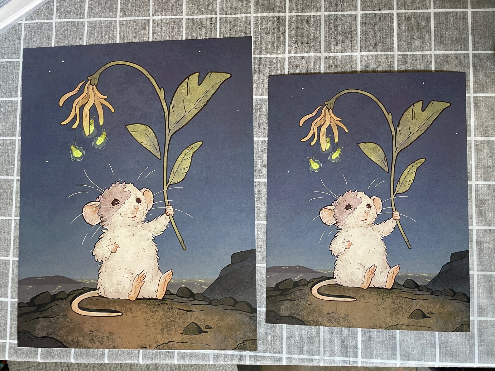 Nighttime Baby Rat Whimsical Art Print | Etsy