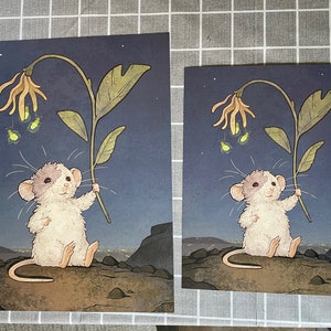 Nighttime Baby Rat- Whimsical Art Print - Etsy