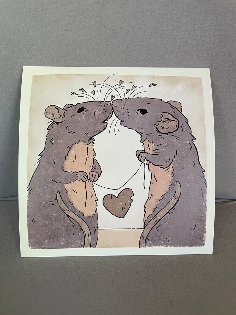 Kissing Rats Art Print 8x8 - Etsy