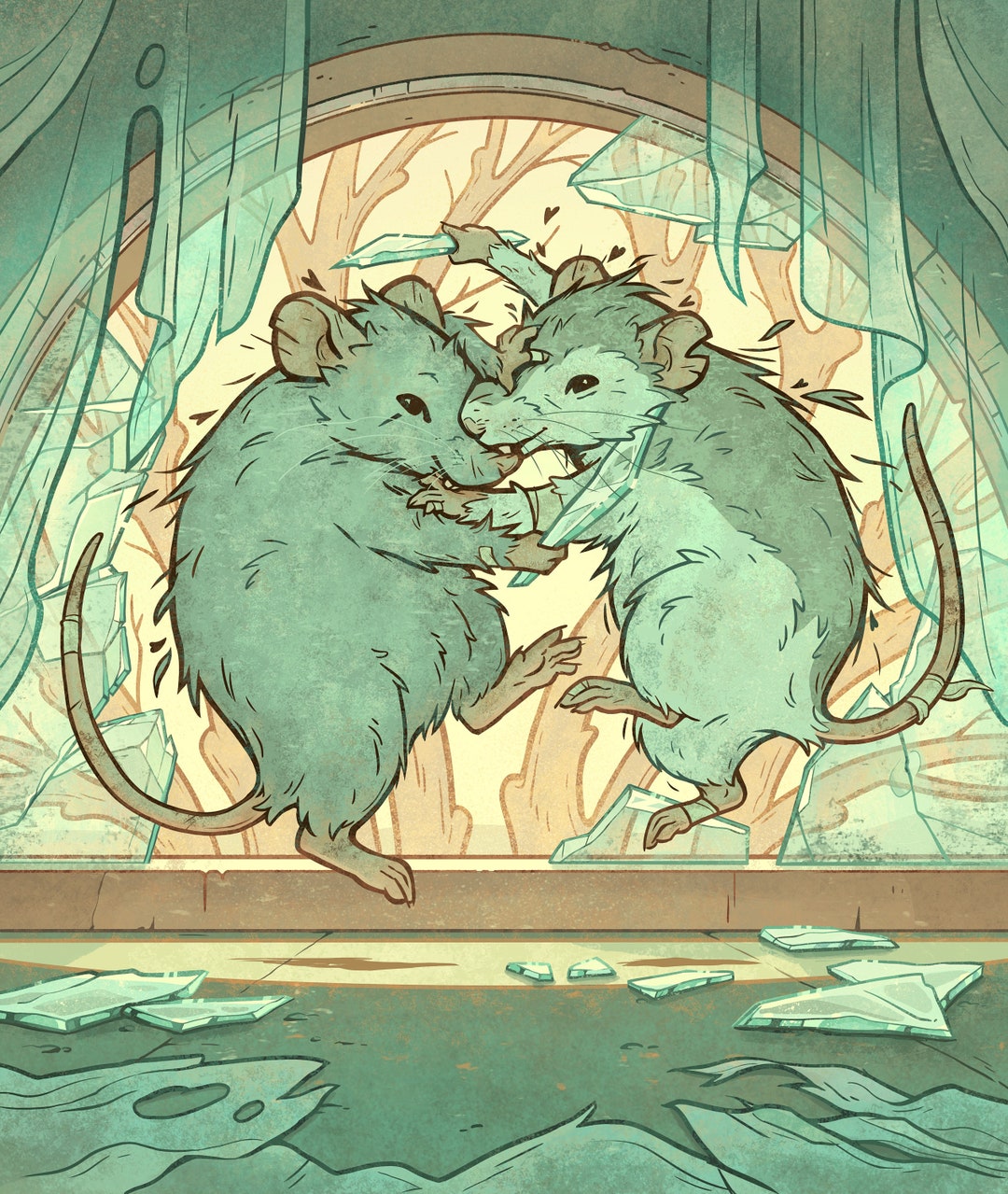 Rowdy Rats Whimsical Art Print - Etsy