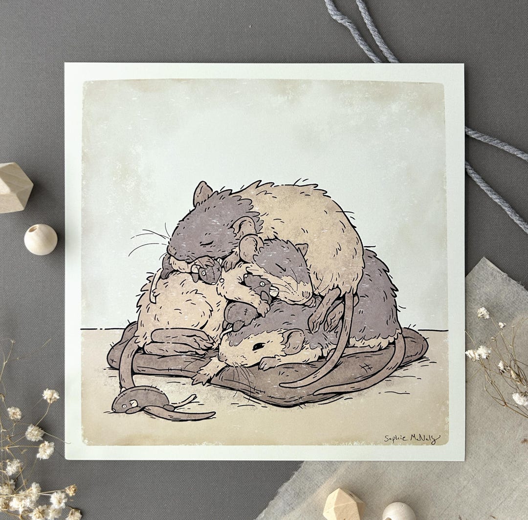 Rat Cuddle Art Print 8”x8” - Etsy