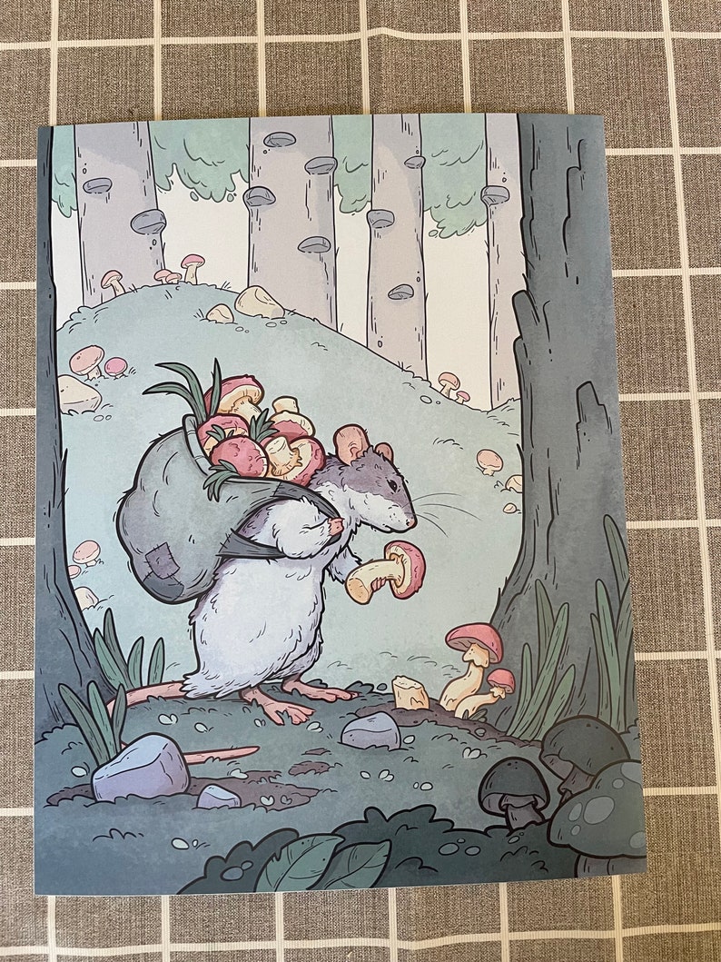 Mushroom Rat Art Print-whimsical Childrens Illustration | Etsy