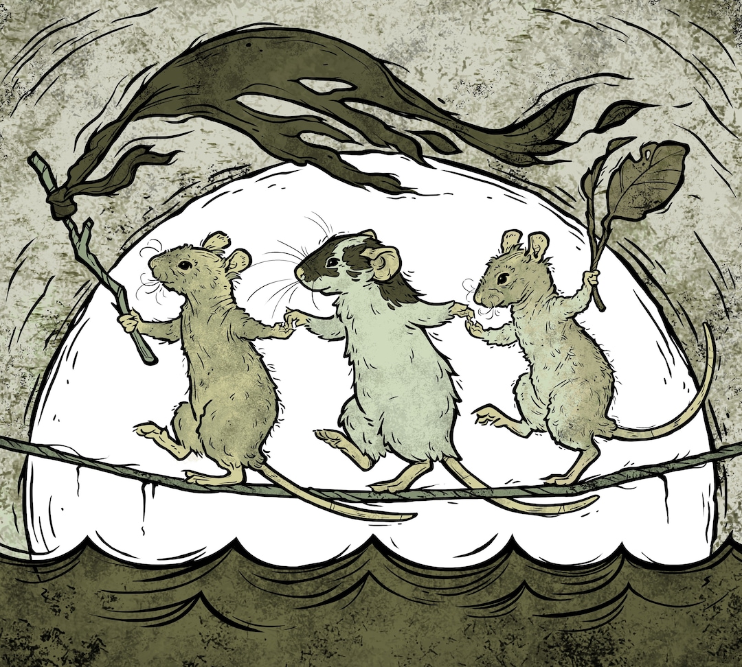 Three Little Rats Whimsical Art Print - Etsy