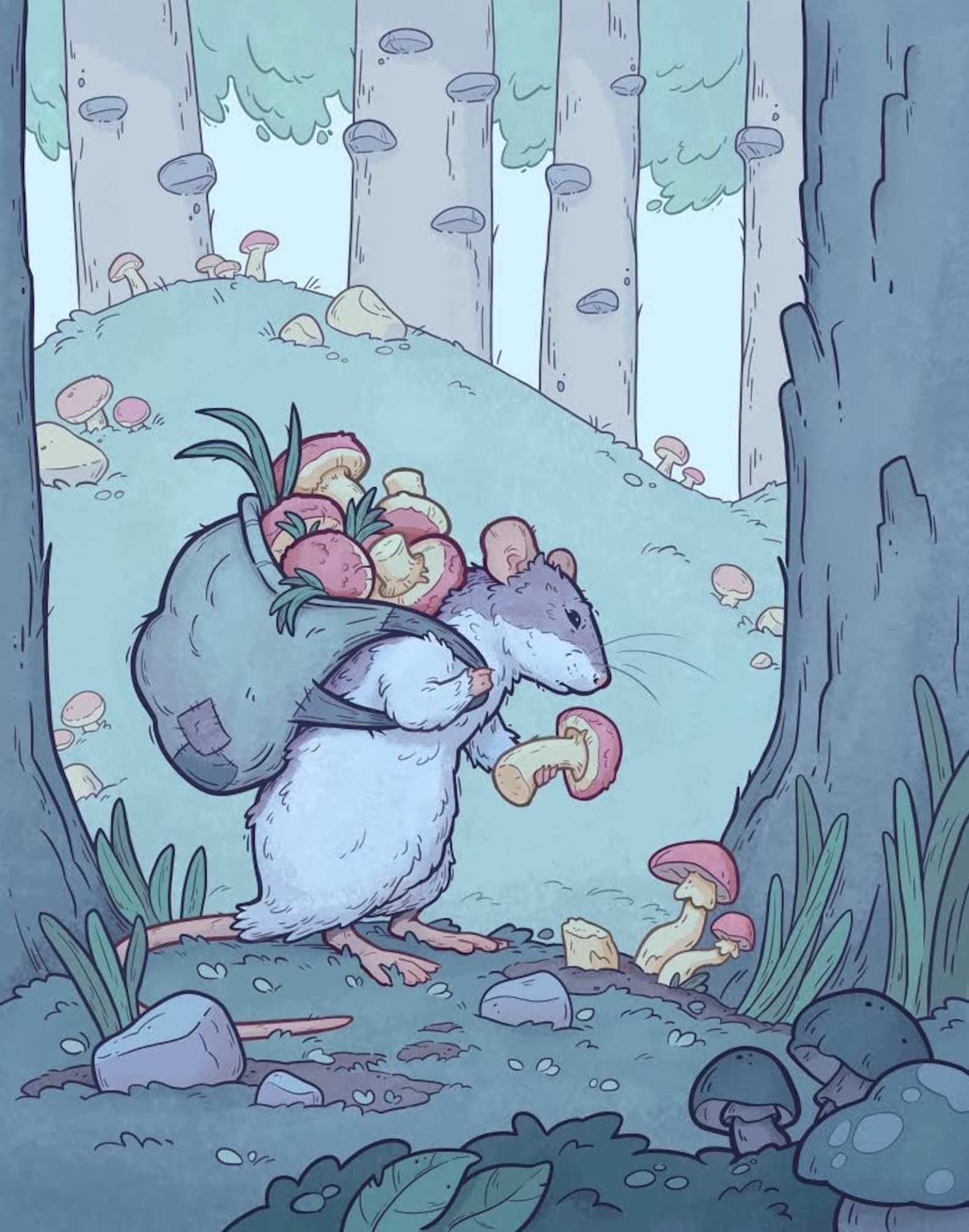 Mushroom Rat Art Print-whimsical Childrens Illustration | Etsy