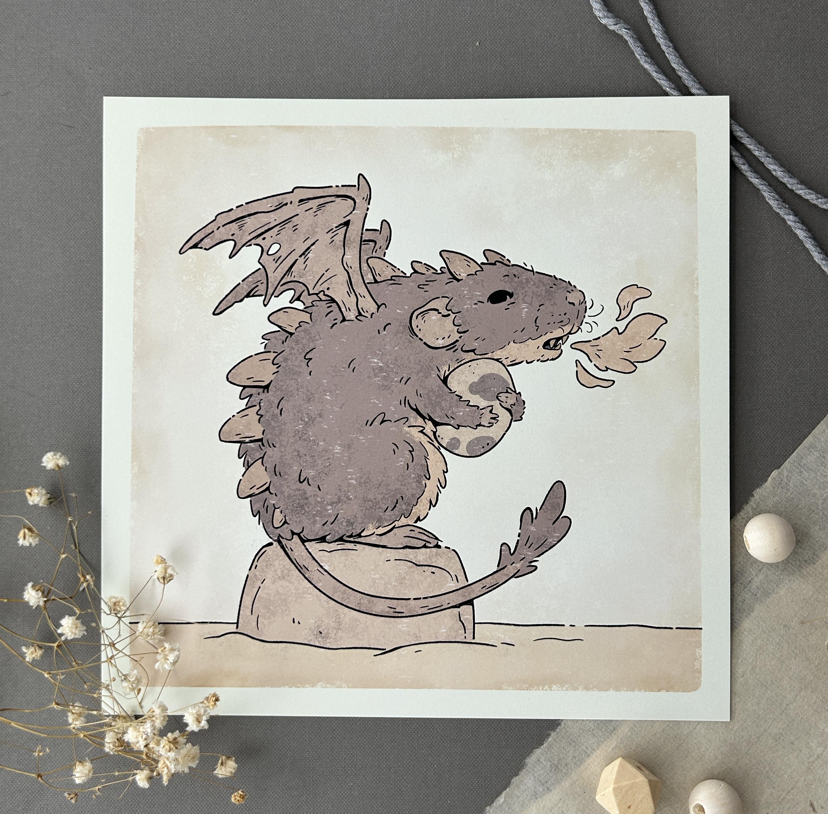 Dragon Rat Art Print 8”x8” - Etsy
