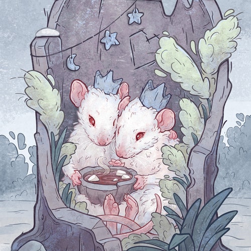 Dandelion Rats Whimsical Art Print - Etsy