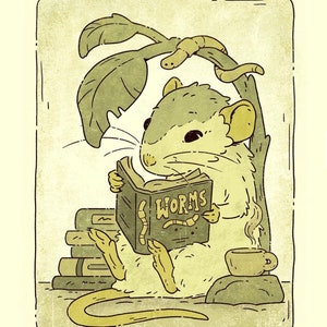 Bookworm Rat Art Print - Etsy