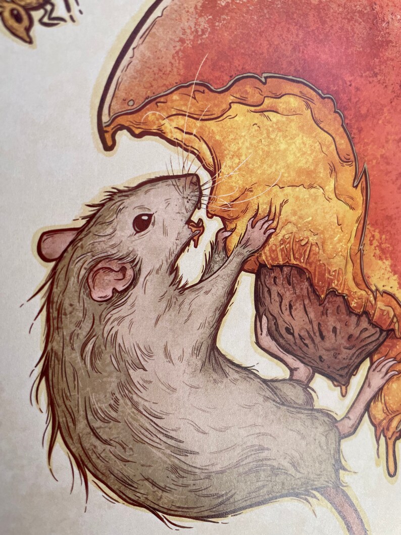 Rat With a Peach Art Print | Etsy