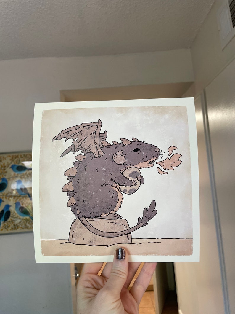 Dragon Rat Art Print 8x8 - Etsy