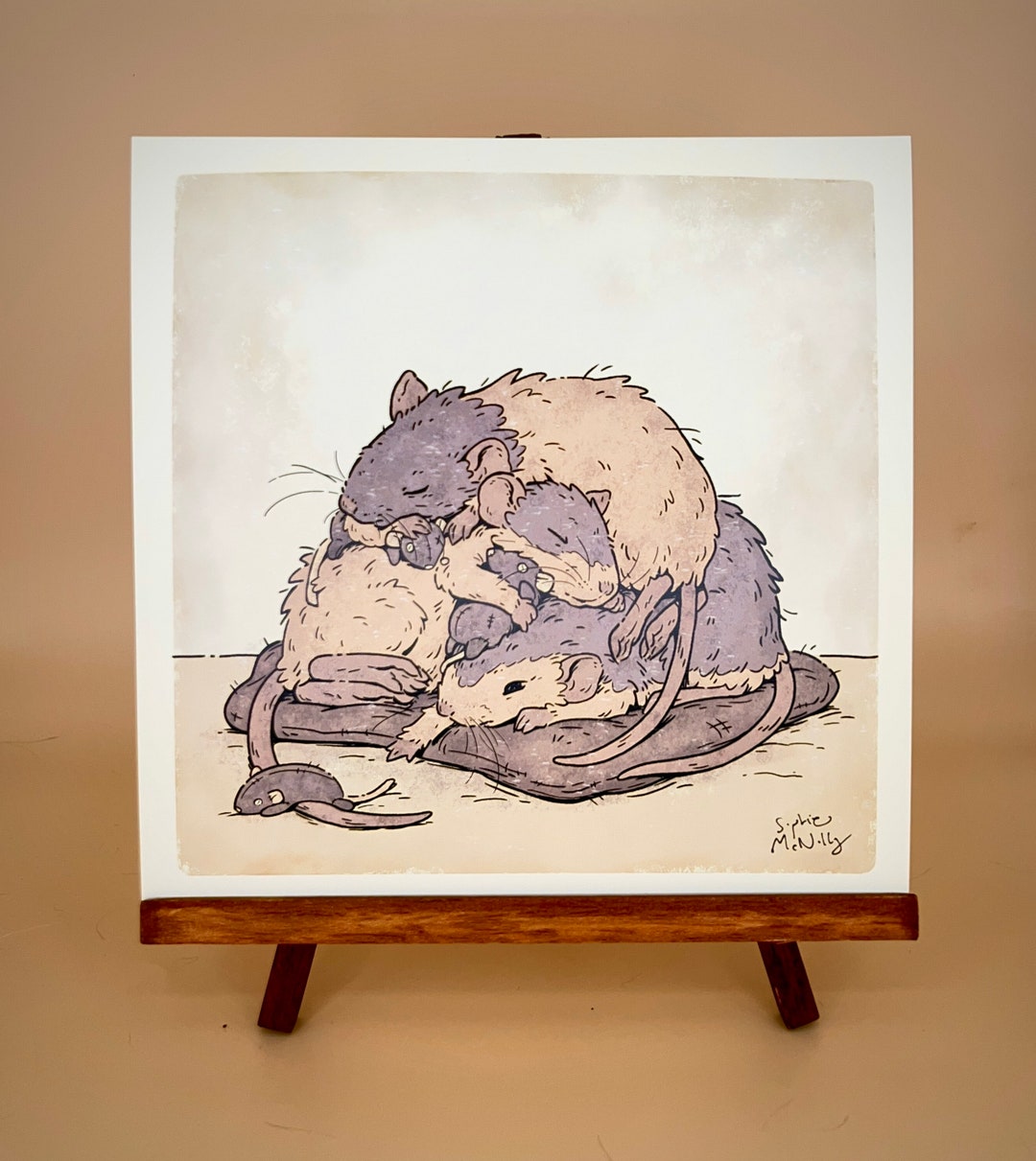 Rat Cuddle Art Print 8”x8” - Etsy
