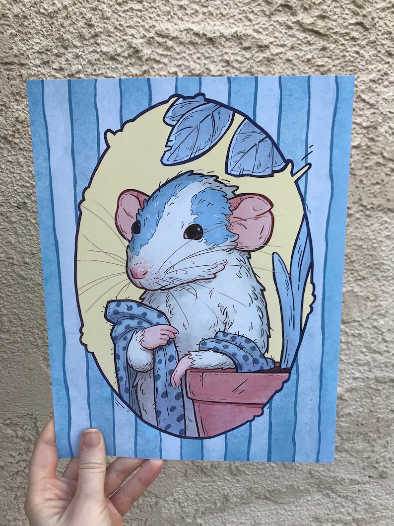 Portrait of a Fancy Rat Art Print Whimsical Children | Etsy