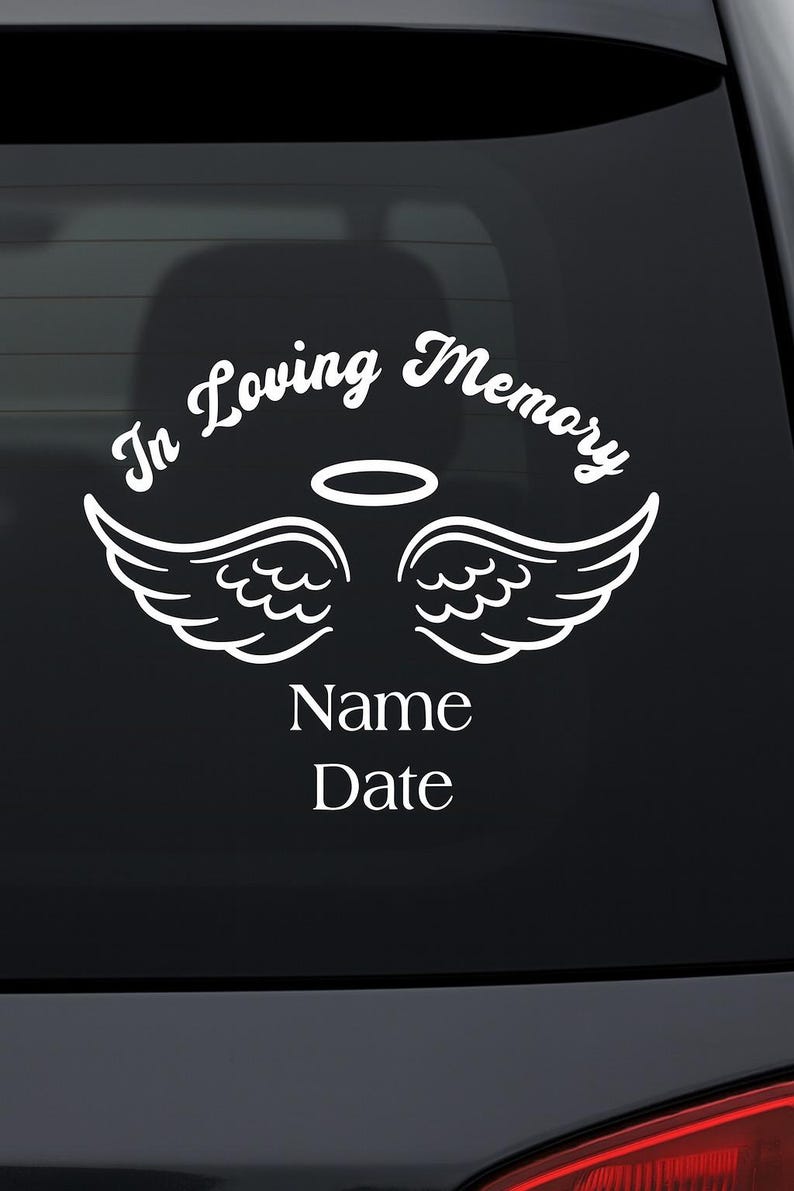 Custom Memorial Car Decal: Angel Wings, Halo, Paw Print and More - Etsy