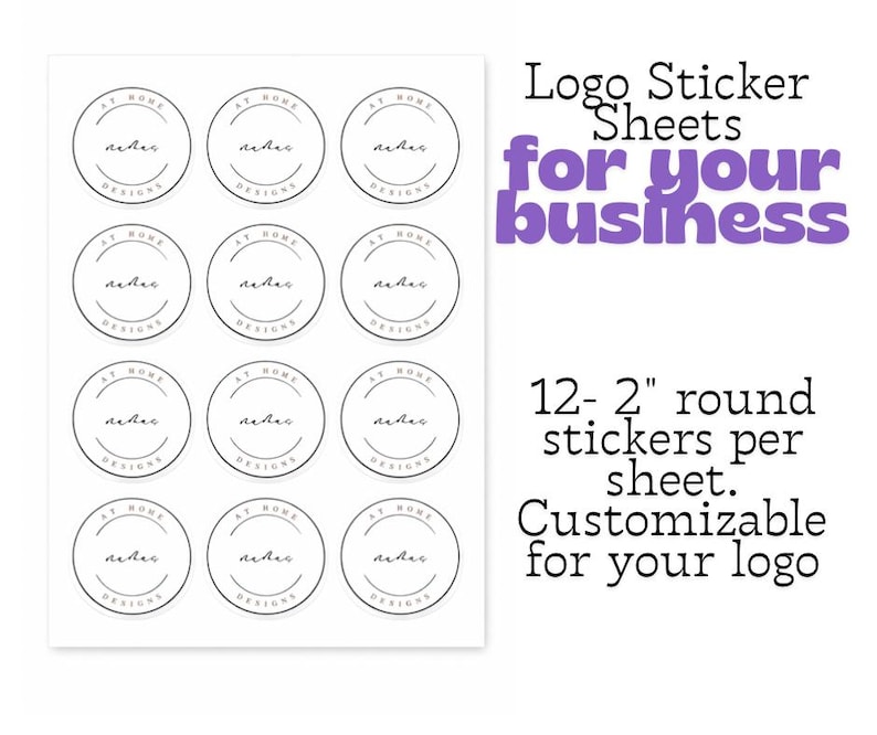Custom Round Logo Stickers – Sheet of 12 | Business Branding Stickers ...