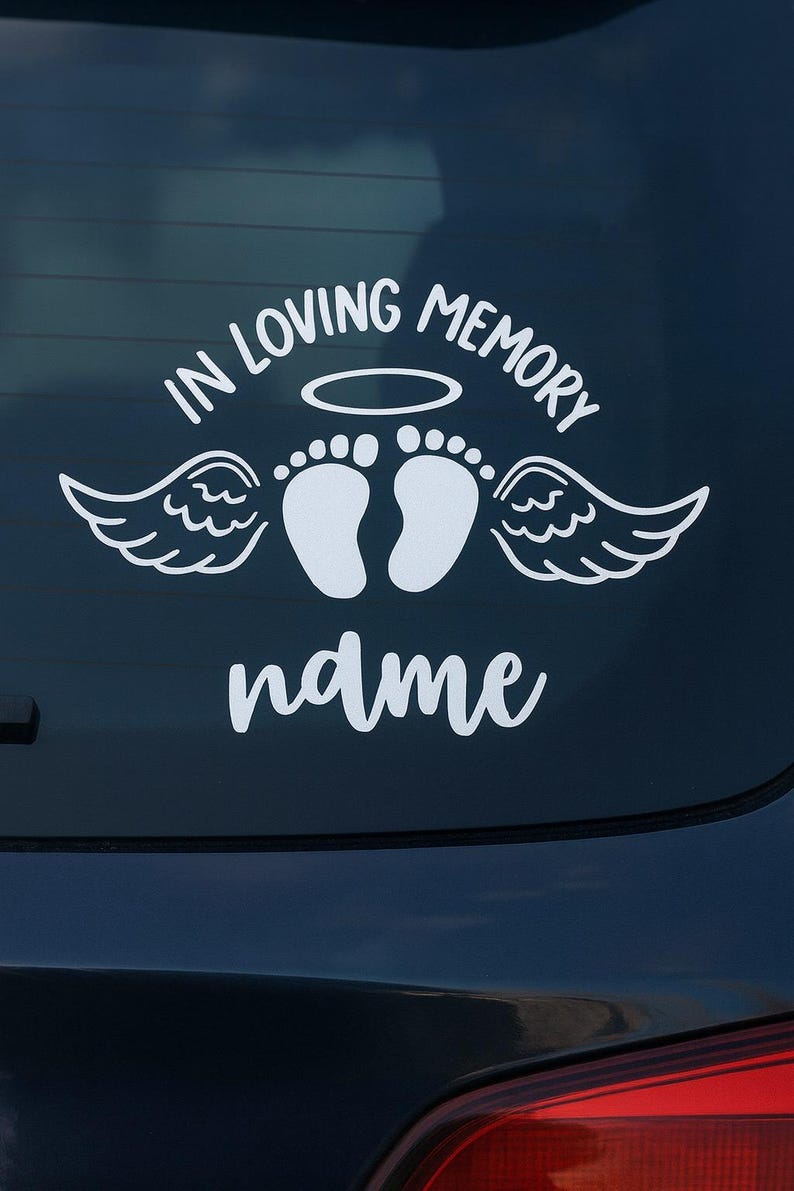 Custom Memorial Car Decal: Angel Wings, Halo, Paw Print and More - Etsy