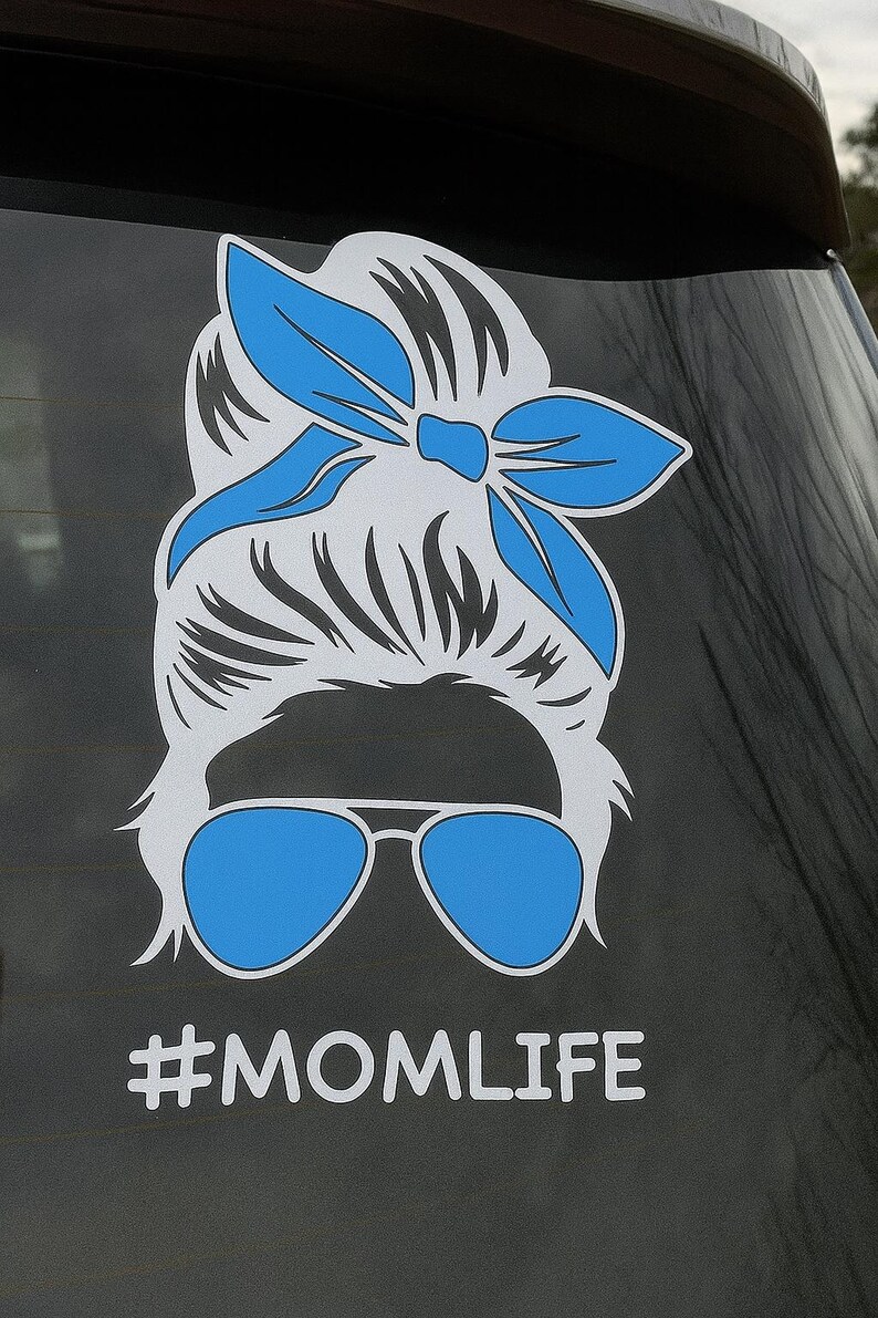 Mom Life Car Decal: Messy Bun Sunglasses Vinyl Sticker - Etsy