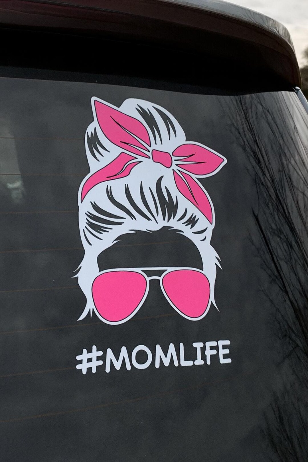 Mom Life Car Decal: Messy Bun Sunglasses Vinyl Sticker - Etsy