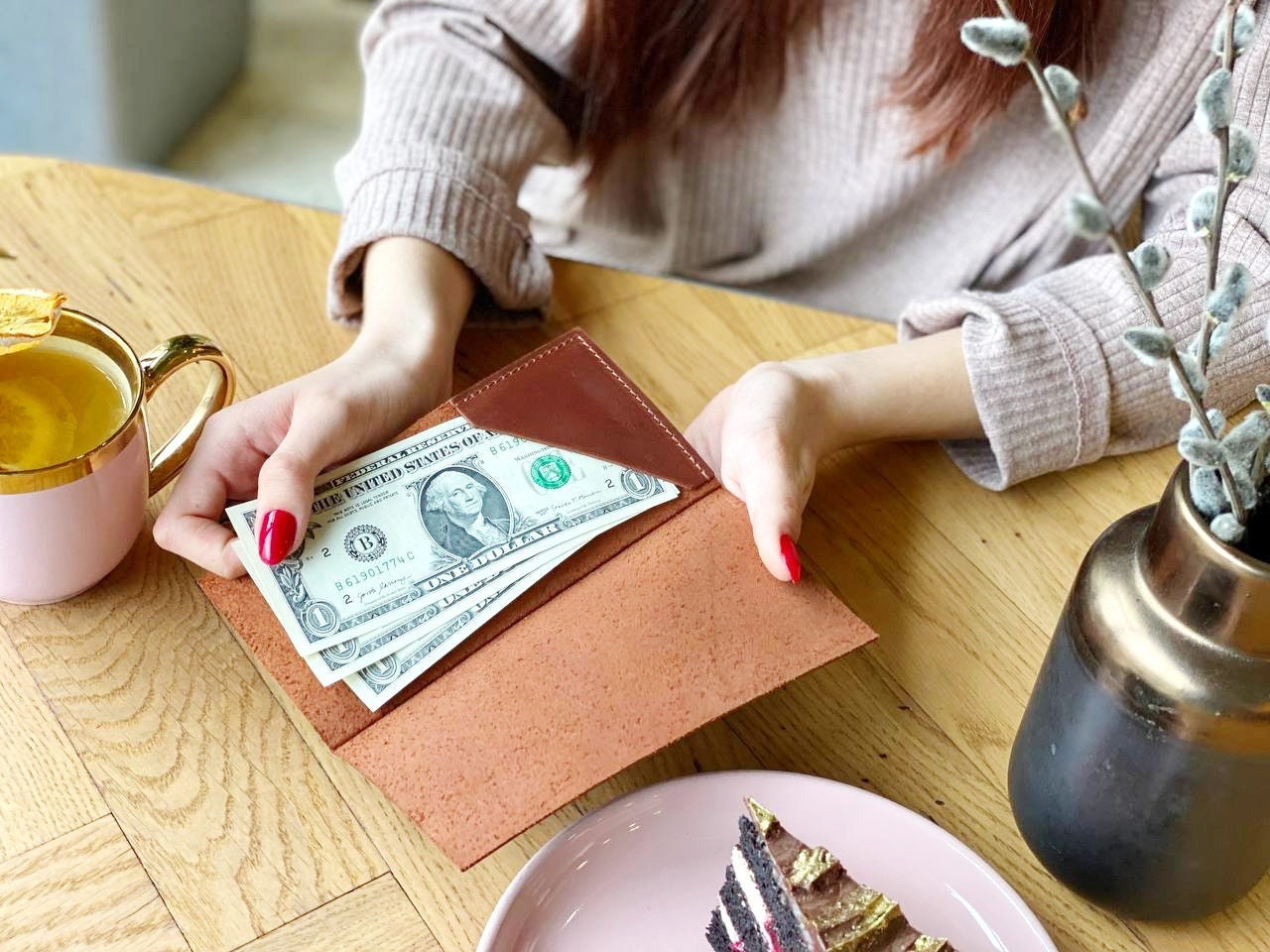 Handmade Leather Check Presenter Check Holder Bill Holder Leather Check ...