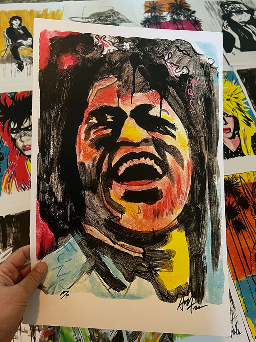 JAMES BROWN Rare Signed Art Print Adam Turkel Fine Art Painting Funk R ...