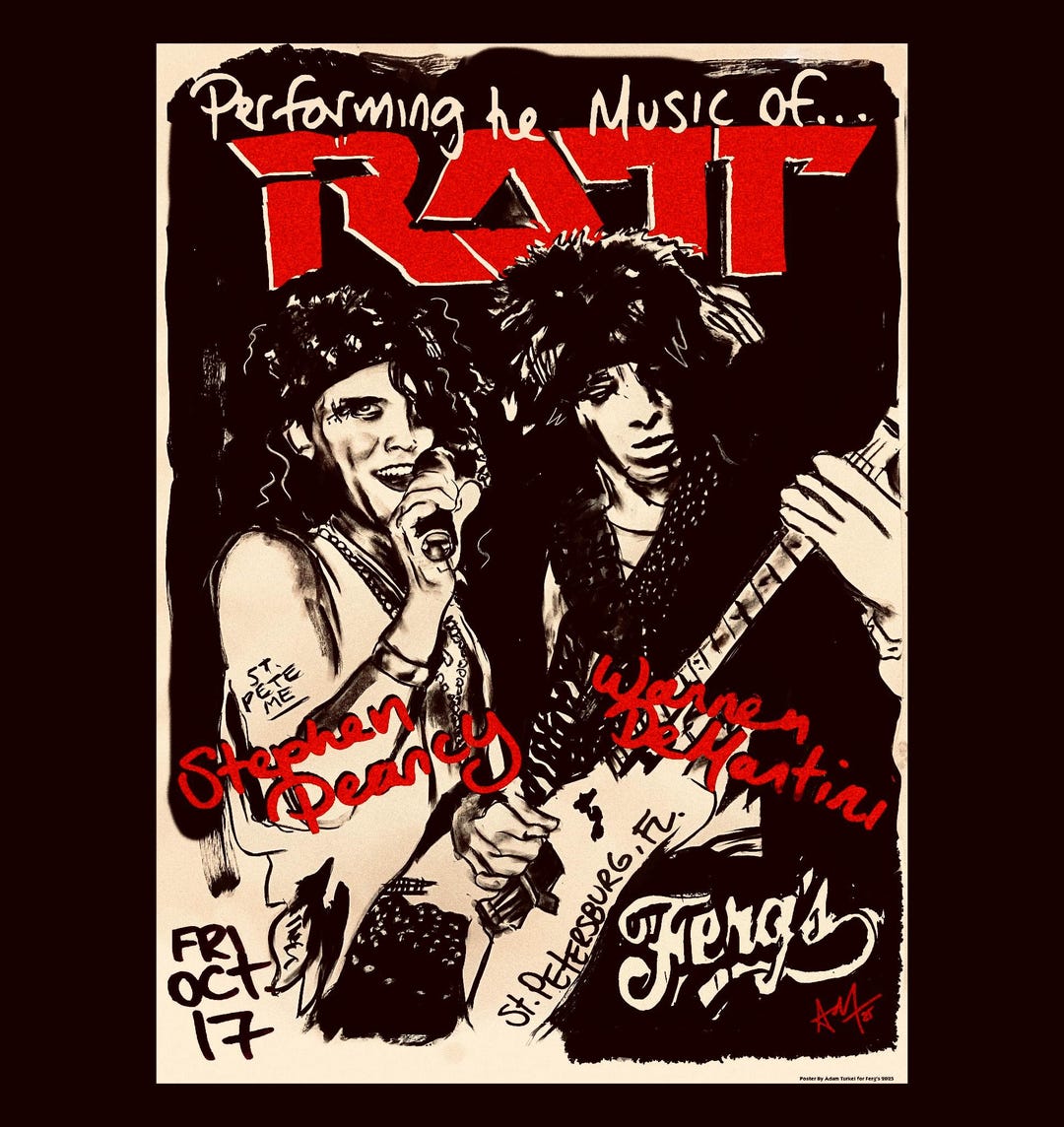 RATT Rare Signed and Numbered Gig Poster by Adam Turkel - Florida Glam ...