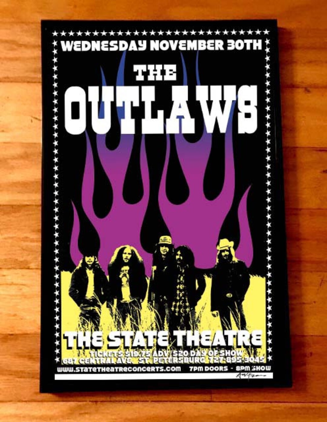 THE OUTLAWS Rare Signed Gig Poster by Artist Adam Turkel Florida ...