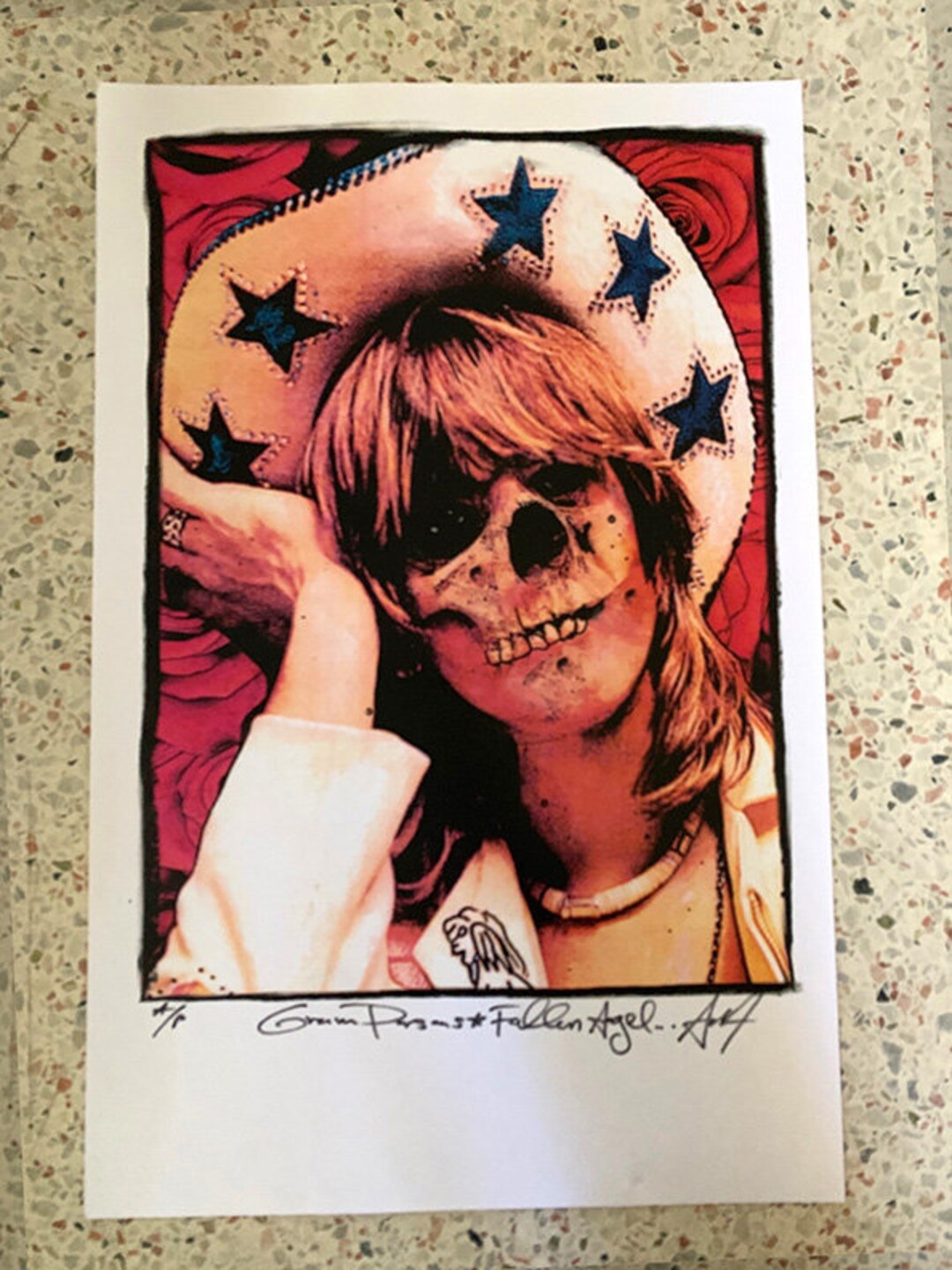 GRAM PARSONS Rare Signed Numbered Skull Art Print by Adam Turkel Alt ...