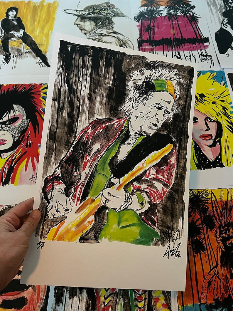 KEITH RICHARDS Rare Signed Art Print Adam Turkel Fine Art - Etsy