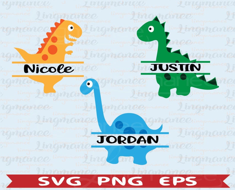 Dinosaurs Monogram Svg. Dinosaur Name Svg. Cute Dinosaurs Svg. Digital ...