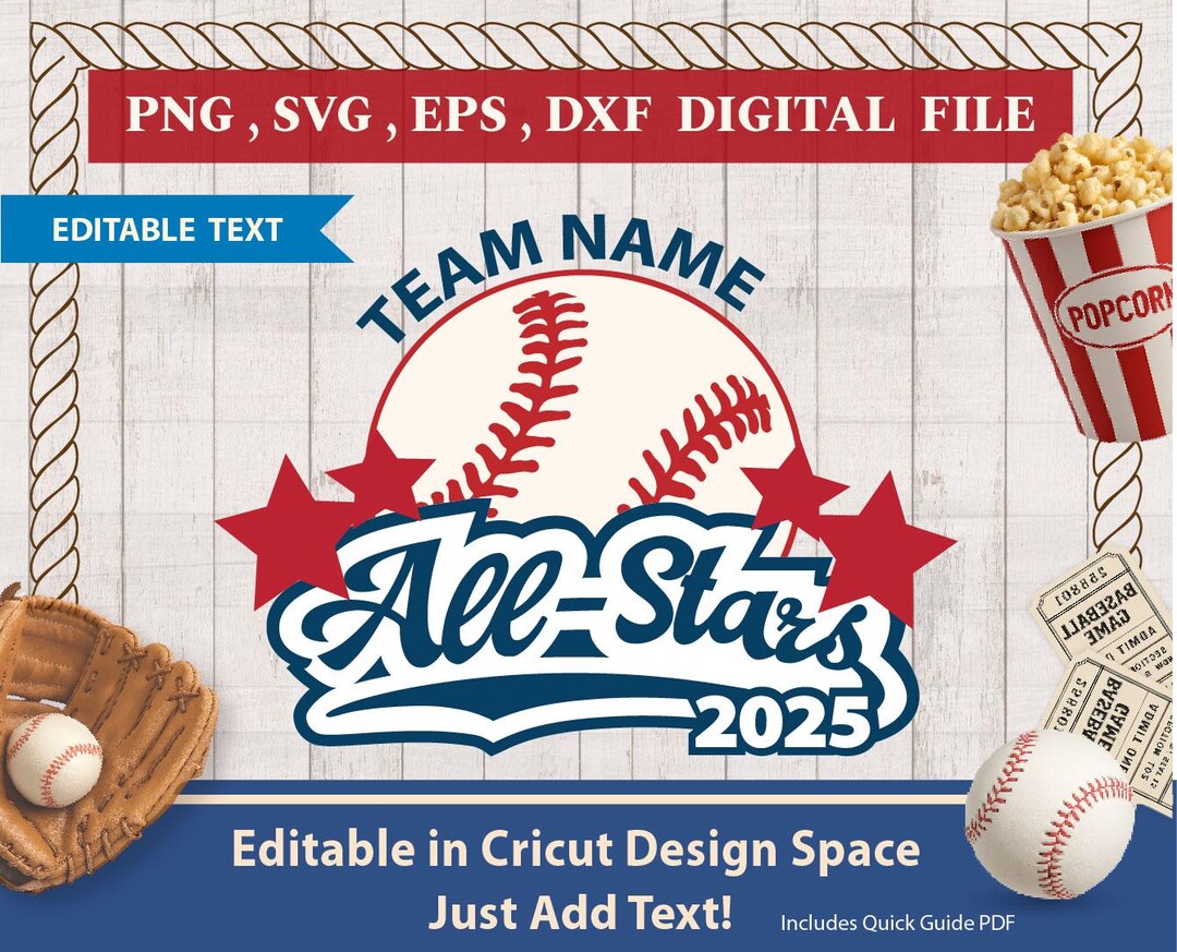 All Stars Baseball SVG: Editable Team Design (digital File) - Etsy