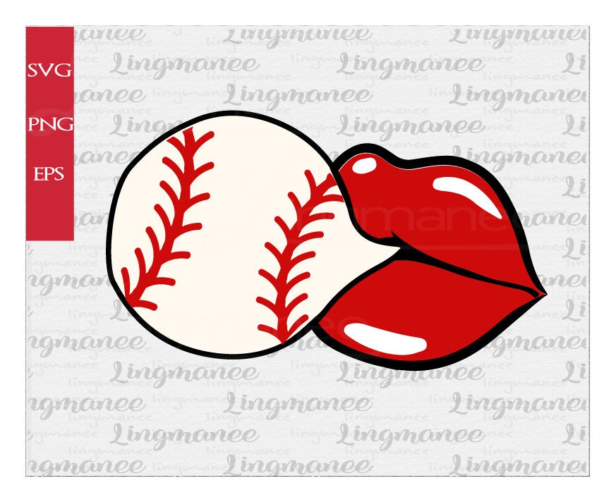 Baseball Lips Svg , Lips Svg, Bubblegum Chewing , Softball Svg .digital ...