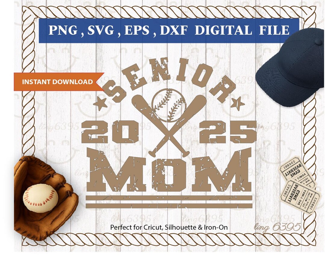 Senior Baseball Mom 2025 Svg Png Dxf Eps | Rustic Grunge Baseball Shirt ...