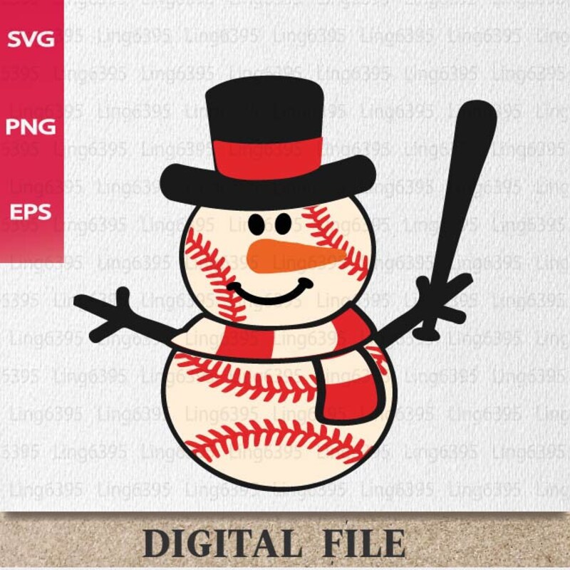 Baseball Snowman Svg - Etsy