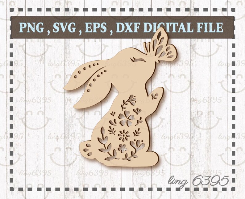 Easter Bunny Laser Cut Files , Bunny Svg , Floral Bunny , Easter ...