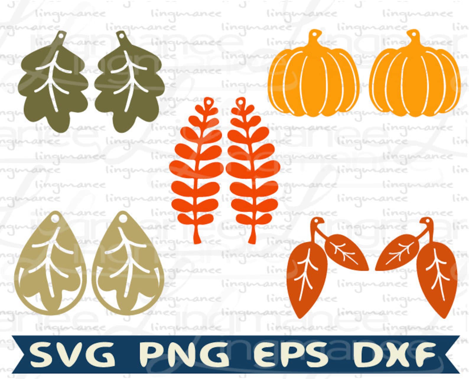 Fall Earrings Svg Leaf Pumpkin autumn/fall . Digital File - Etsy