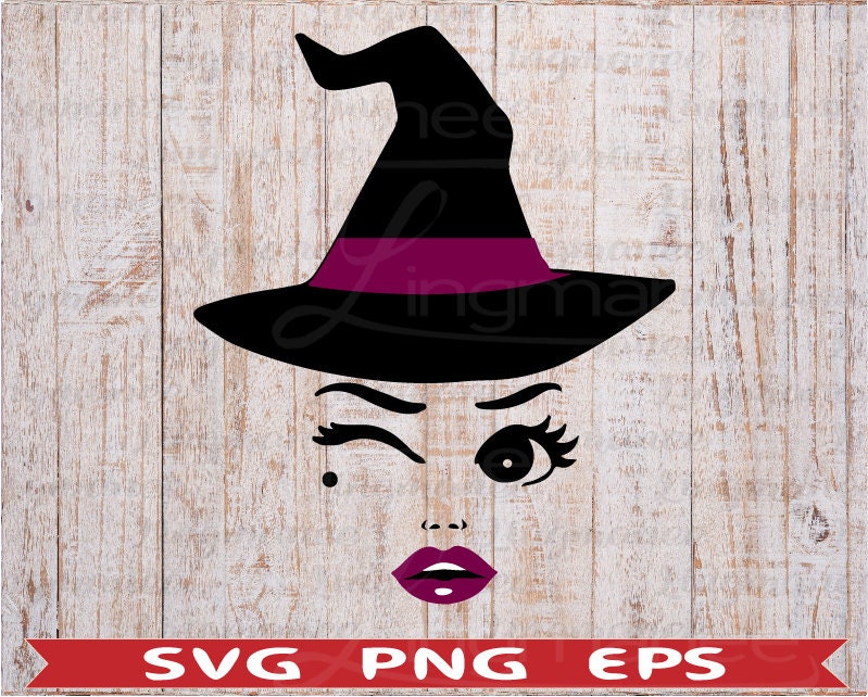 Witch Face Svg. Winking Eyes Svg. Halloween Svg. Digital File for ...