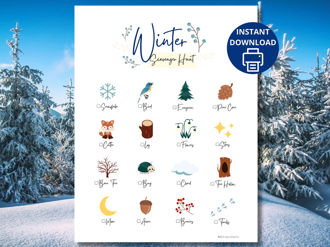Winter Scavenger Hunt | Nature | Instant Download | PDF | US Letter 8.5 ...