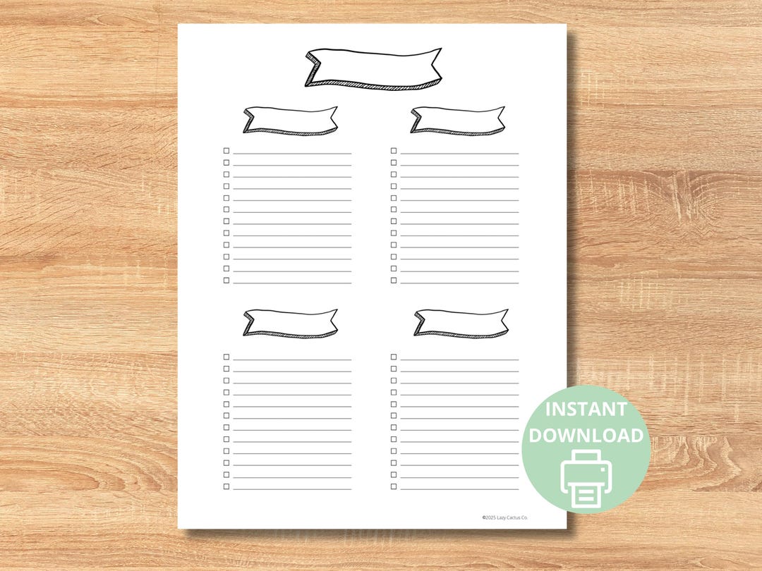 To Do List: 4 Sections | Banner | Instant Download | PDF | US Letter 8. ...