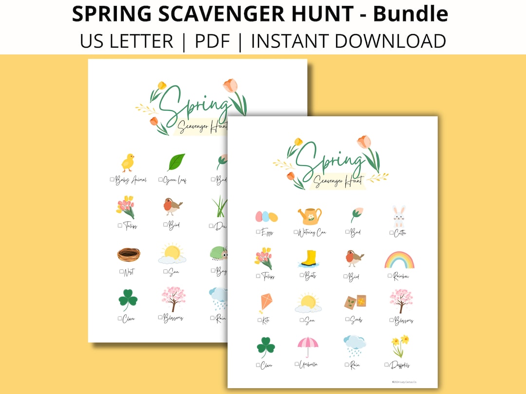 Spring Scavenger Hunt Bundle | Nature & Town (PDF Instant Download) - Etsy