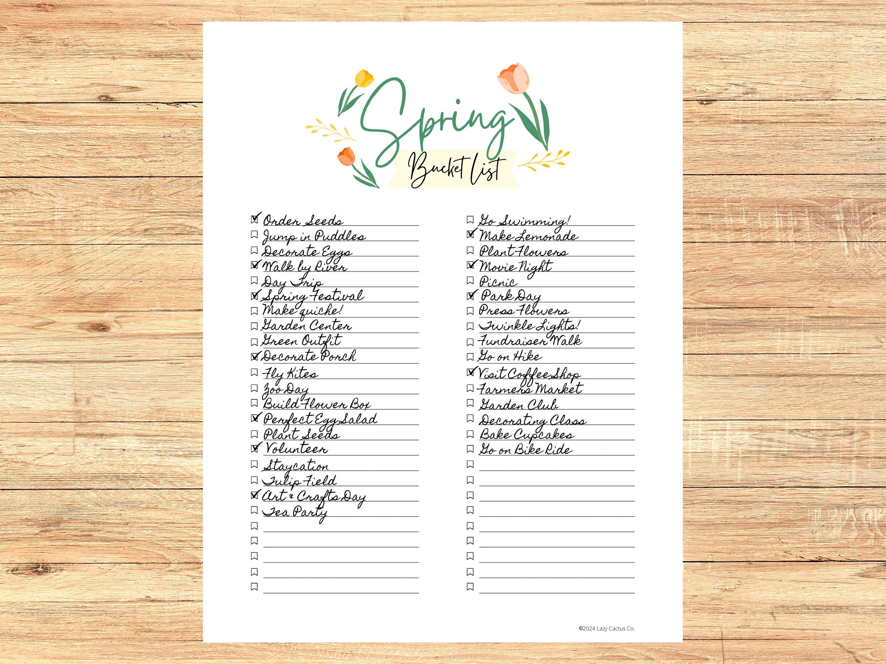 Spring Bucket List Bundle | Printable PDF (US Letter) - Etsy