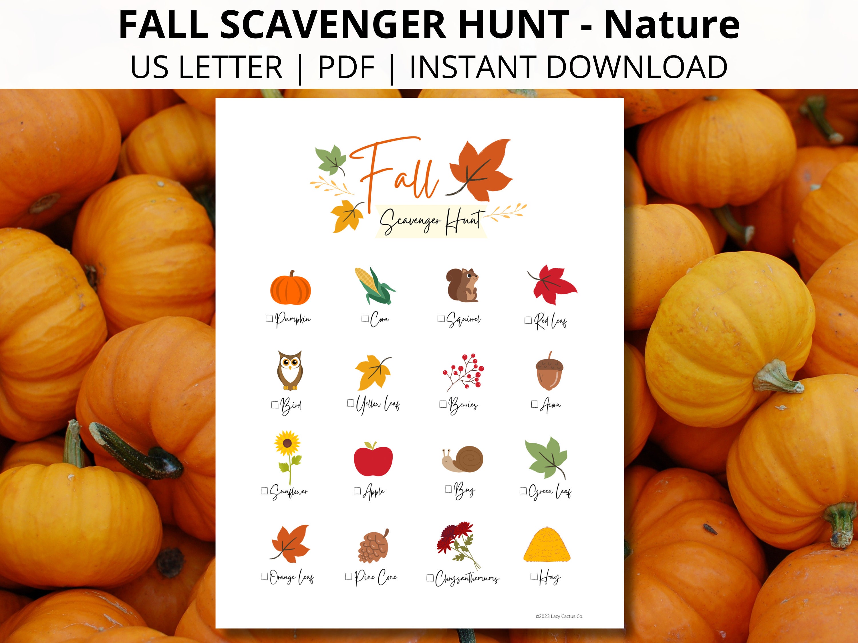 Fall Nature Scavenger Hunt: Printable US Letter (PDF) - Etsy